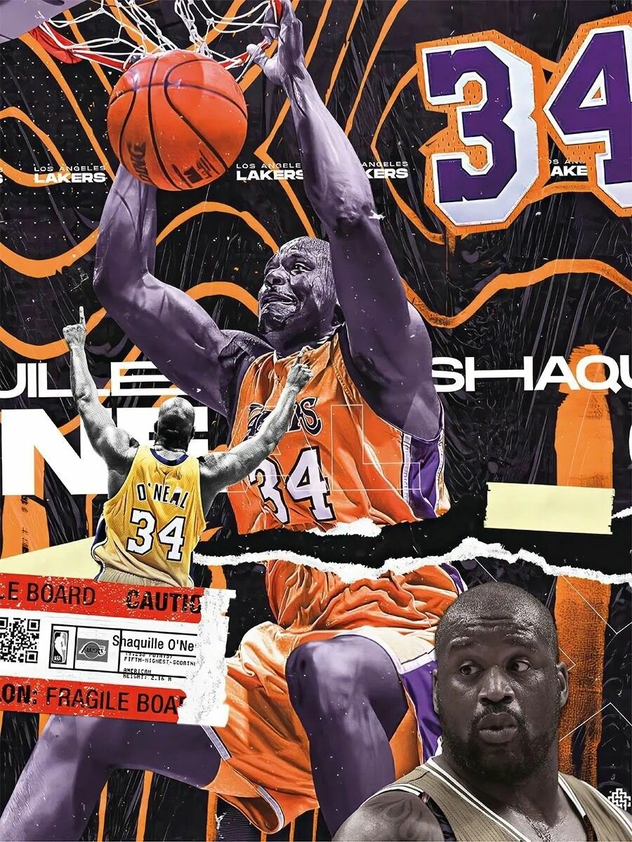 Постер Баскетбол - Шакил Онил (Shaquille O'Neil) (40х50 см)