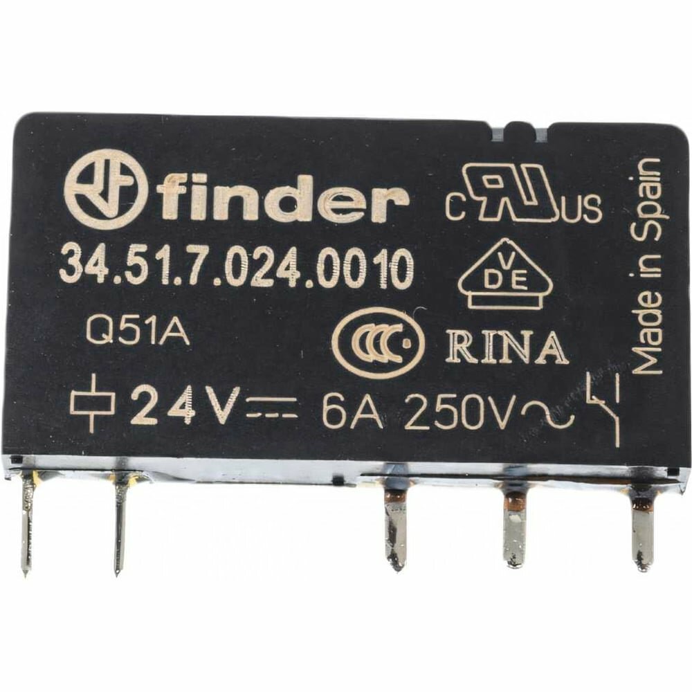 Ультратонкое реле Finder 1 CO конт. 6а, = 24в чувст. пост. тока, - гермет, 345170240010
