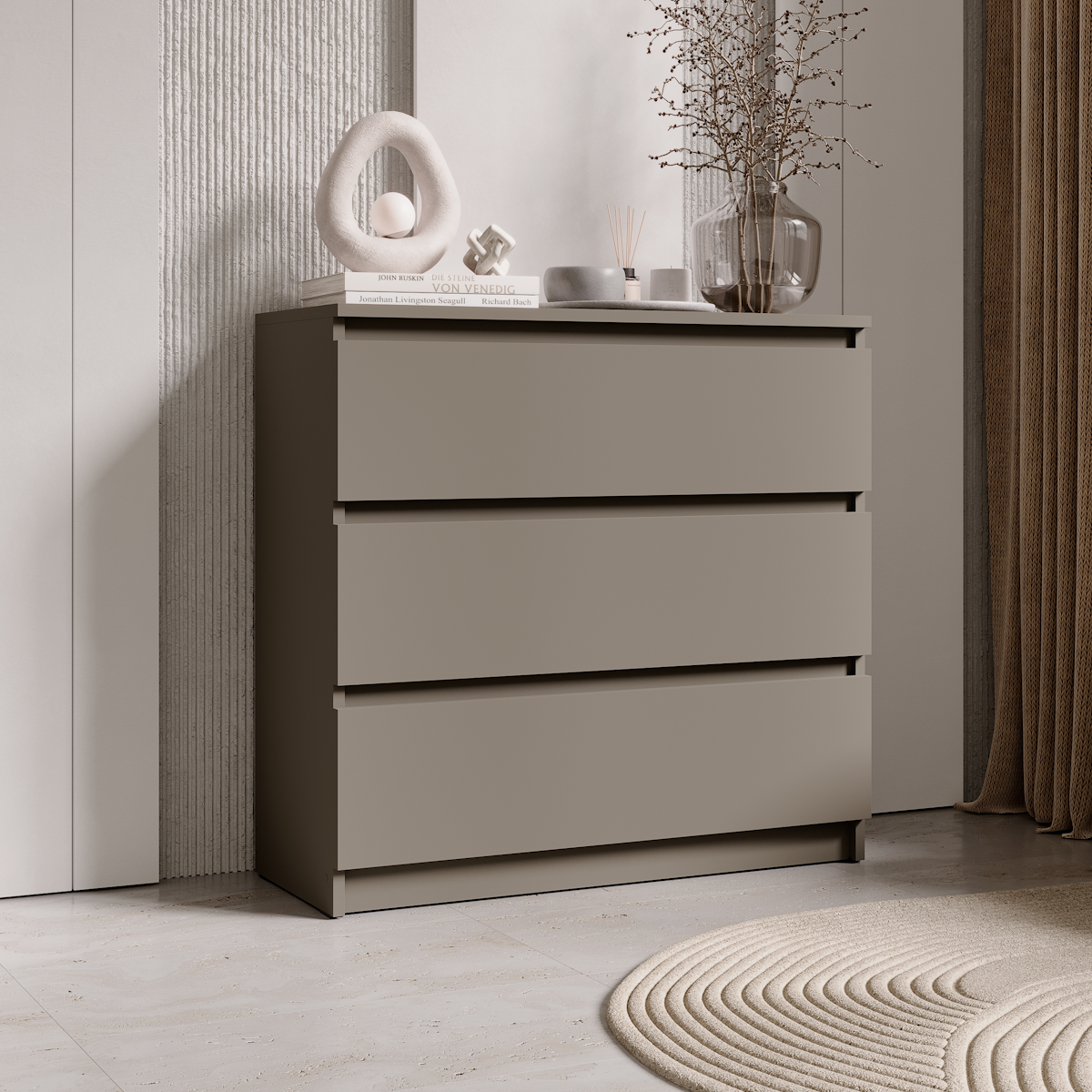 Комод Вега 3Я с тремя ящиками Мокко, ш82.8* в75.5* г 32.4 см
