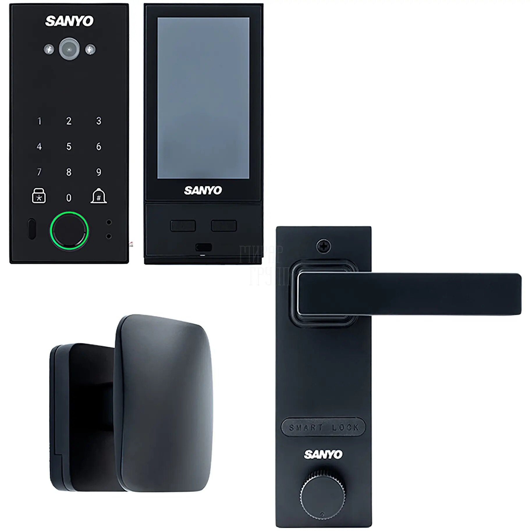Электронный замок Sanyo D600 Usmart Go DM70 с WiFi с видеодомофоном матовый черный