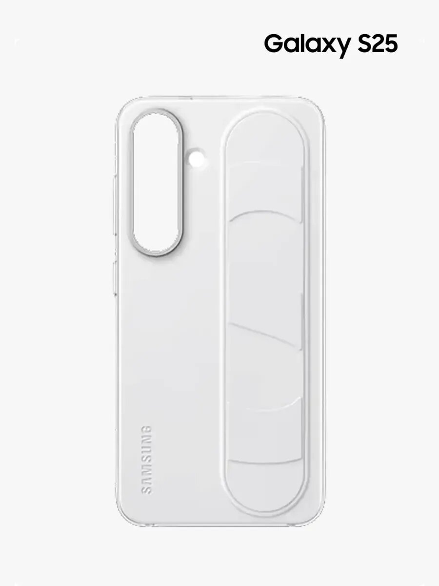 Чехол для Samsung Galaxy S25, белый с ремешком-держателем