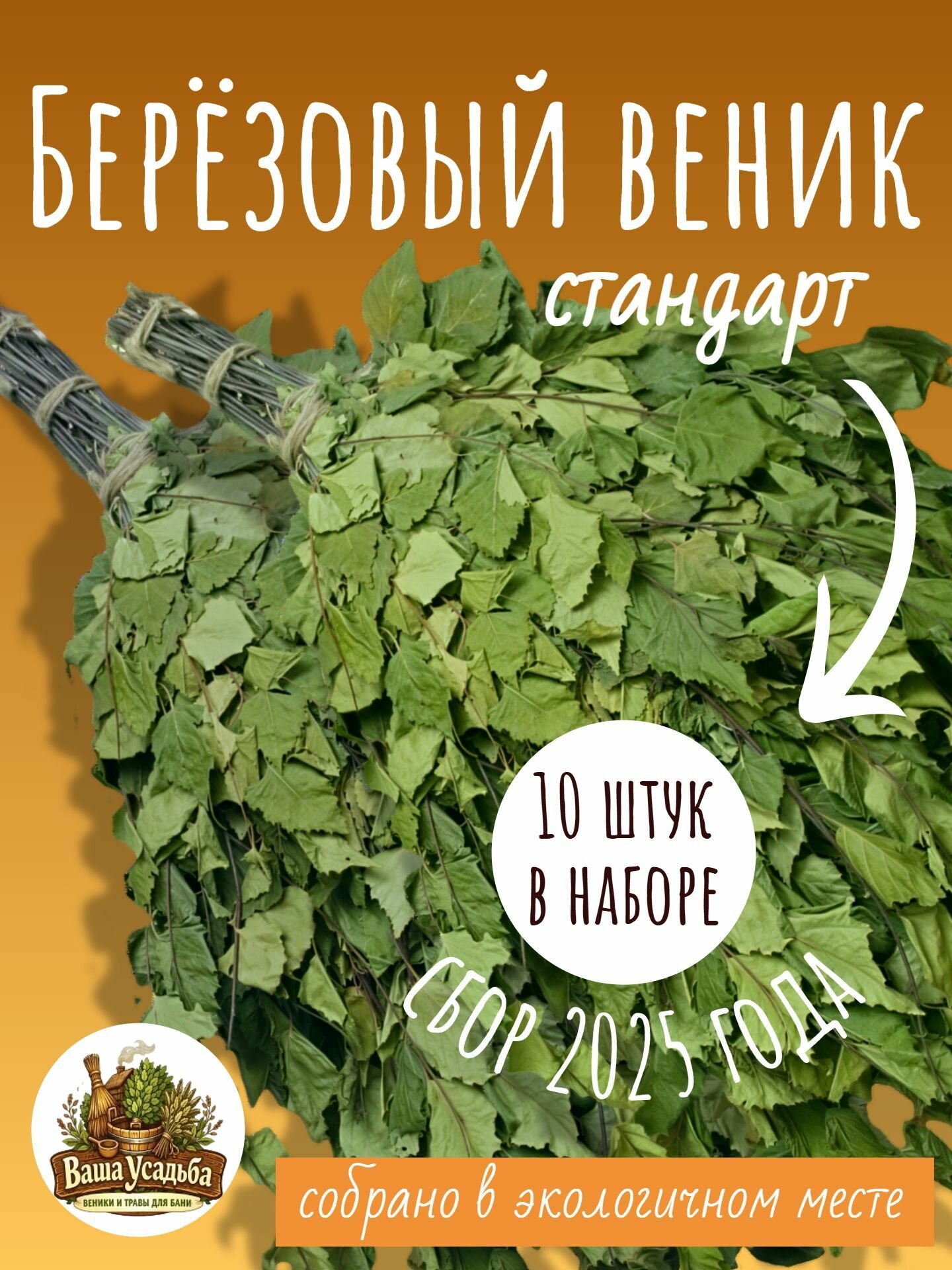 Веник для бани Березовый, 10 шт.