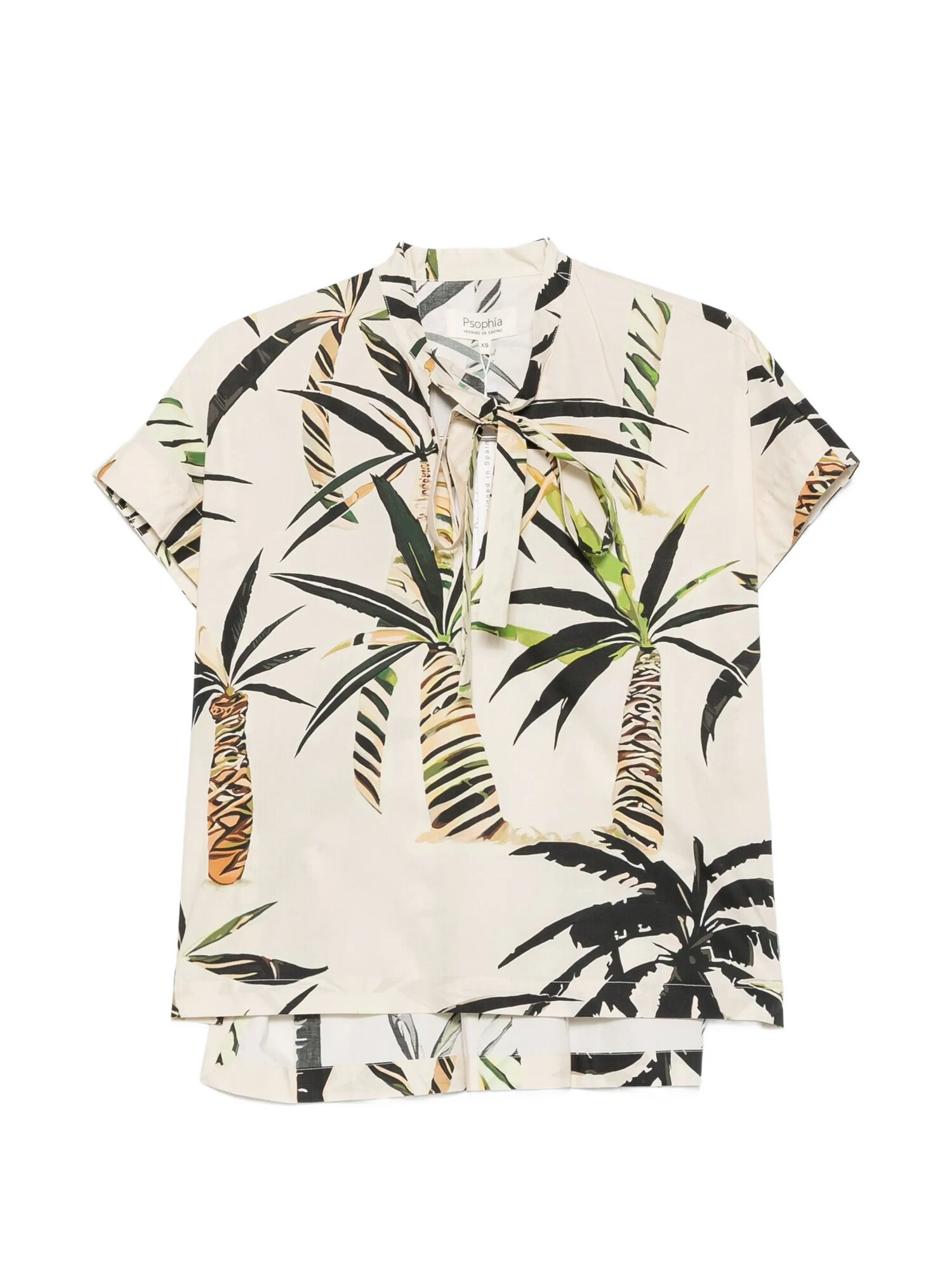 Рубашка Palm tree-print bow-detail shirt