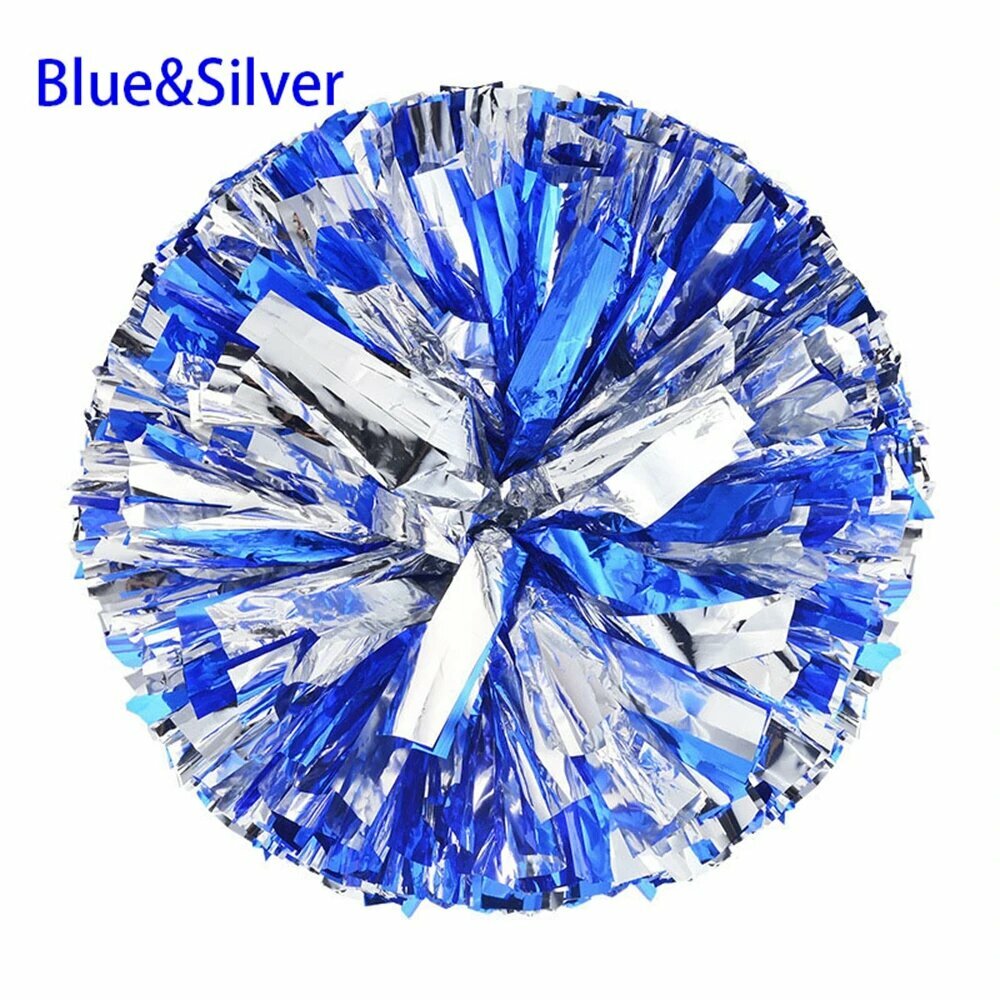 Пластиковые помпоны для чирлидинга 28/30см Синий, 28cm-Blue Silver