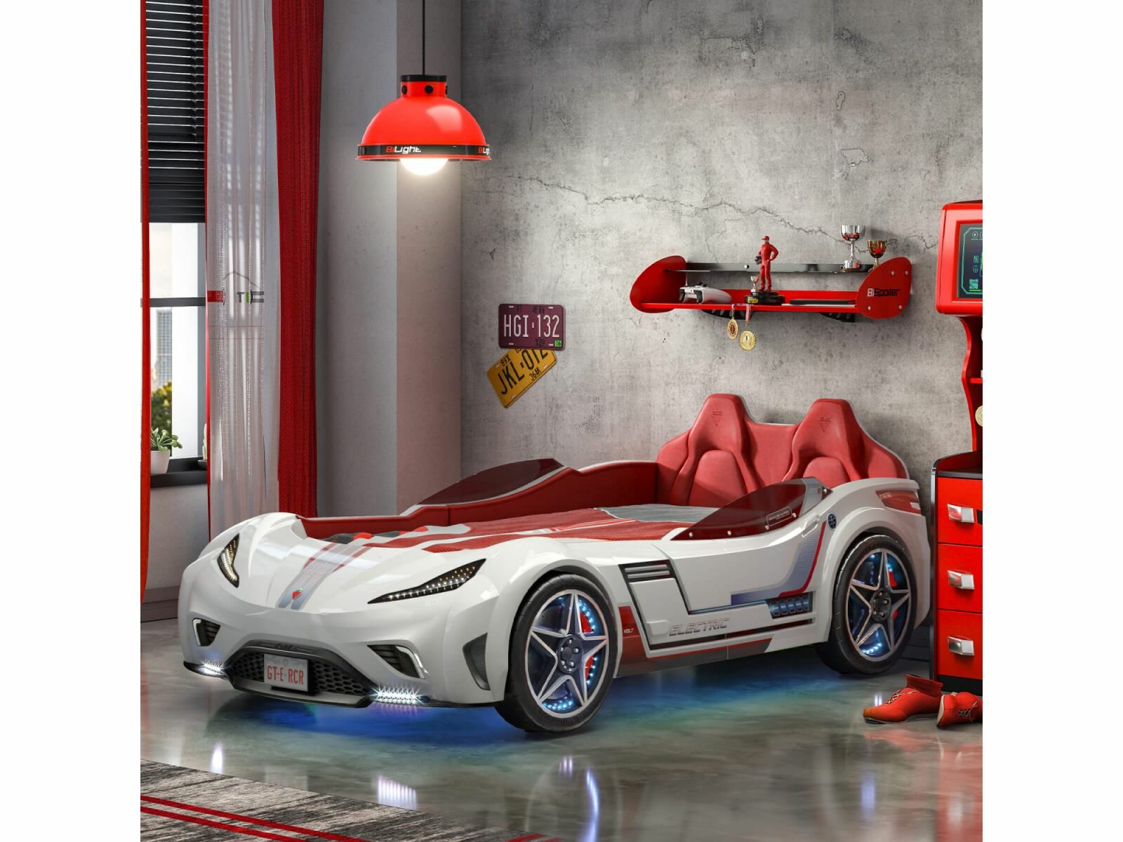 Кровать-машина GTS, белая, 100х190 см