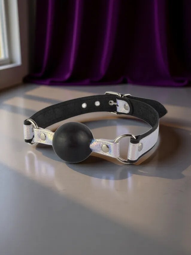Кляп-Шар Sitabella 3005, БДСМ аксессуары, термопластичный эластомер, натуральная кожа