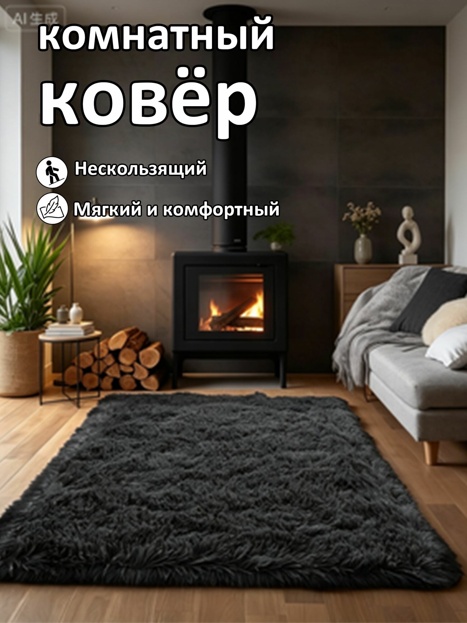 Ковер на пол ковер, в детскую ковер, в гостиную ковер, прикроватный ковер, в прихожую ковер,60*90cm — фото 1