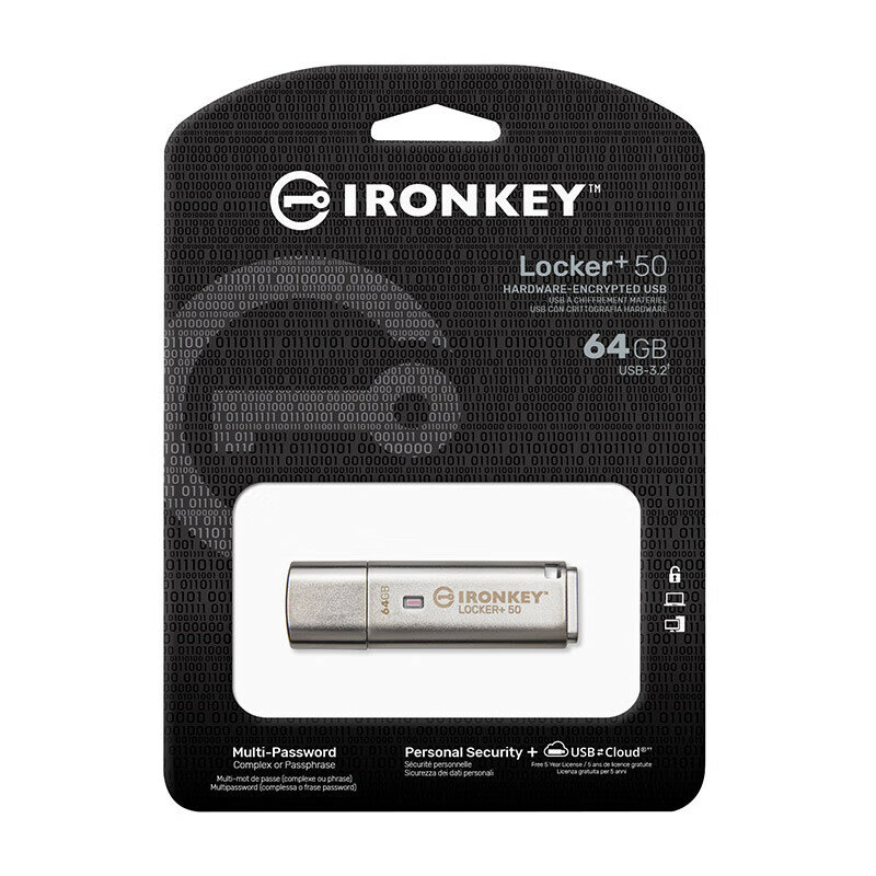 Kingston 64 ГБ USB 3.2 флеш-накопитель с аппаратным шифрованием AES 256 бит металлический корпус скорость чтения до 145