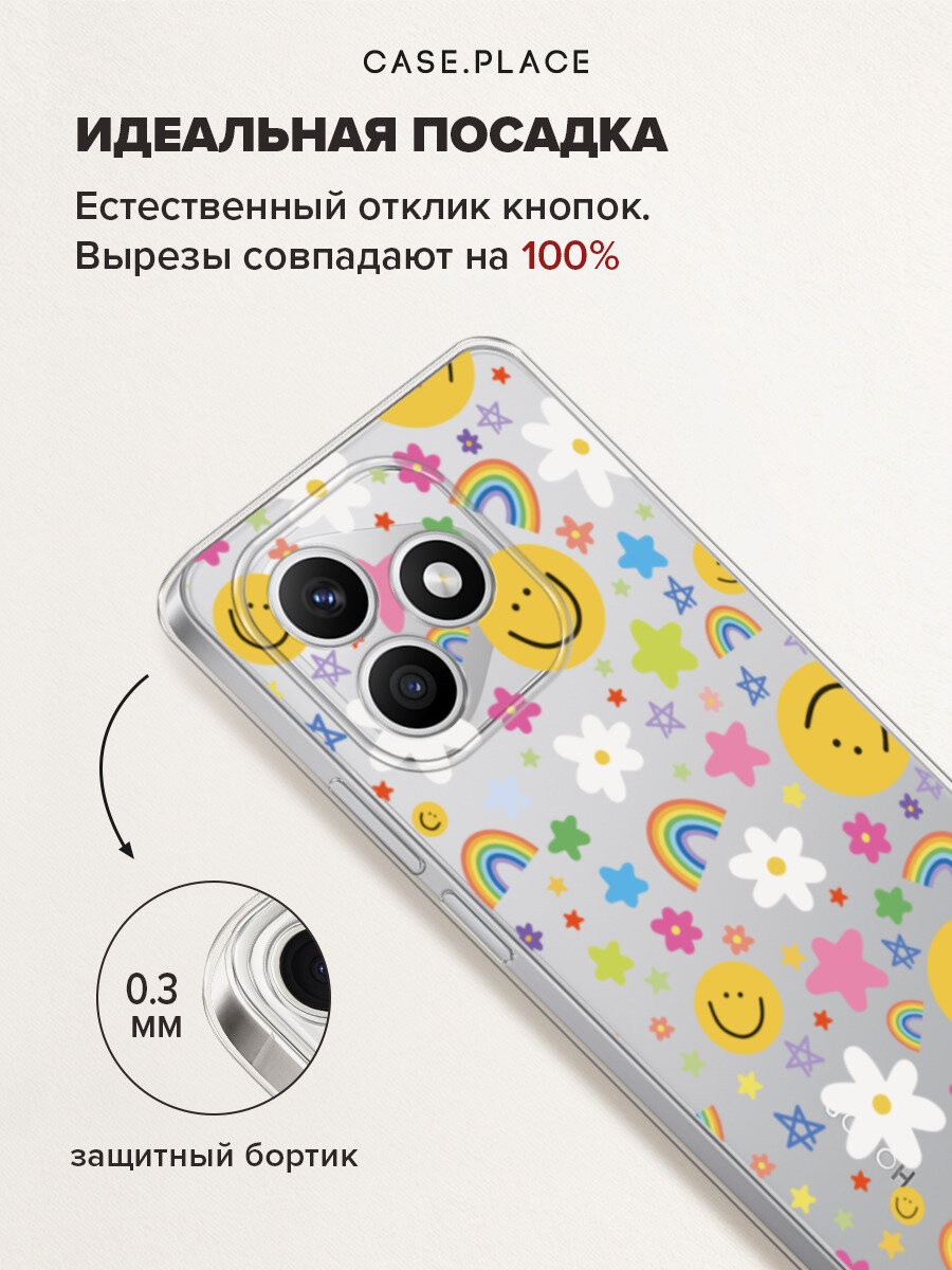 Чехол на Honor X8d / Хонор X8d с принтом Детский принт со смайликом — фото 1