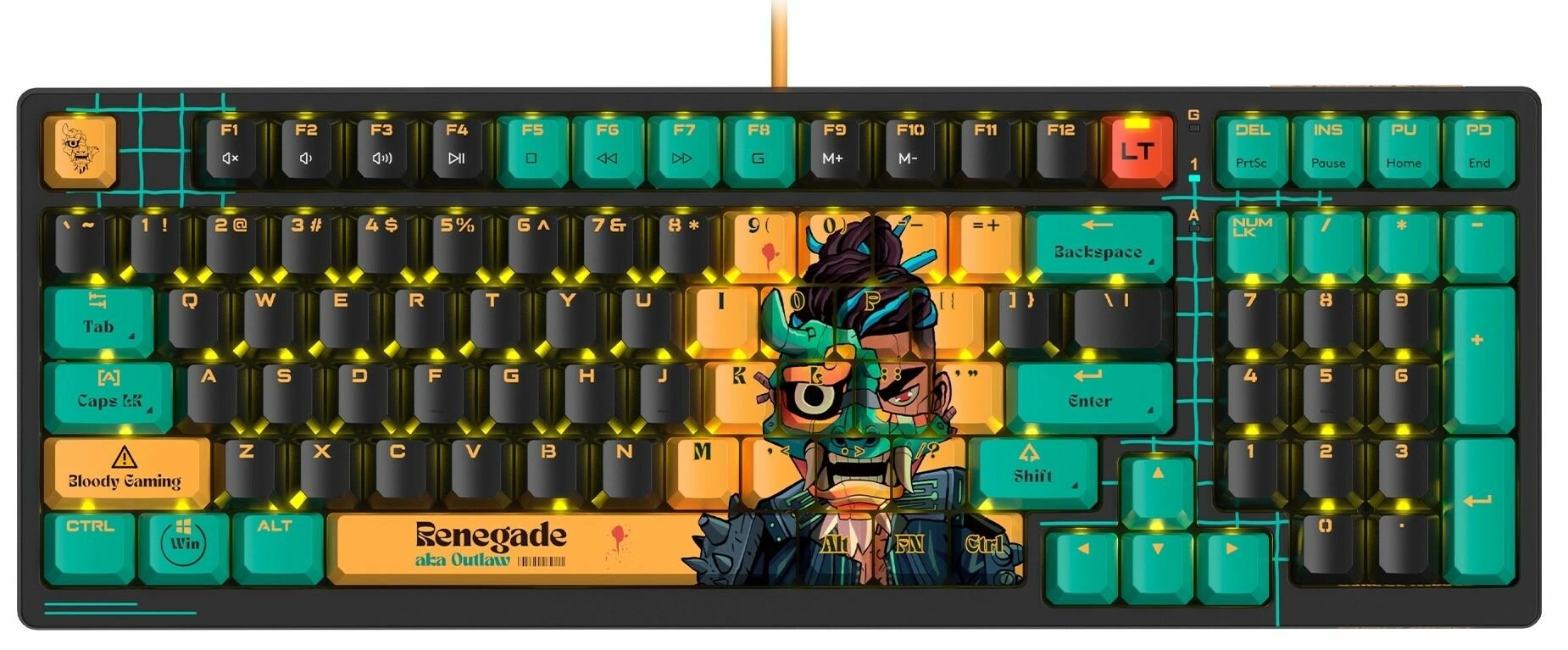 Клавиатура проводная A4Tech Bloody AT98 Renegade USB черный/зеленый