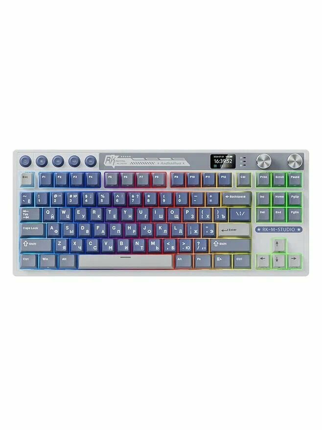 RK Royal Kludge RK M87 RK Cream Беспроводная механическая игровая клавиатура, русская раскладка, синяя, серая