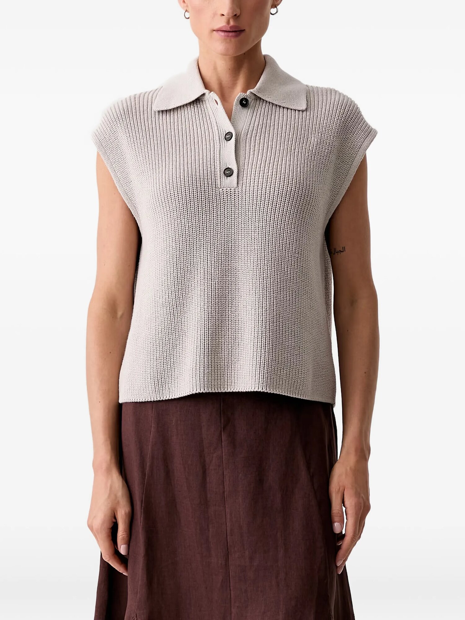 Рубашка Ribbed-knit polo shirt