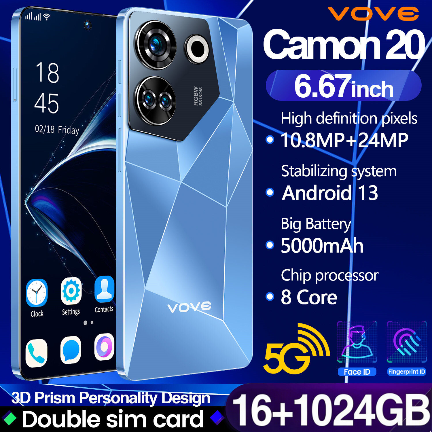 Смартфон Camon20, 24Мп камера, 16ГБ+1024ГБ, 5000мАч, Android 14