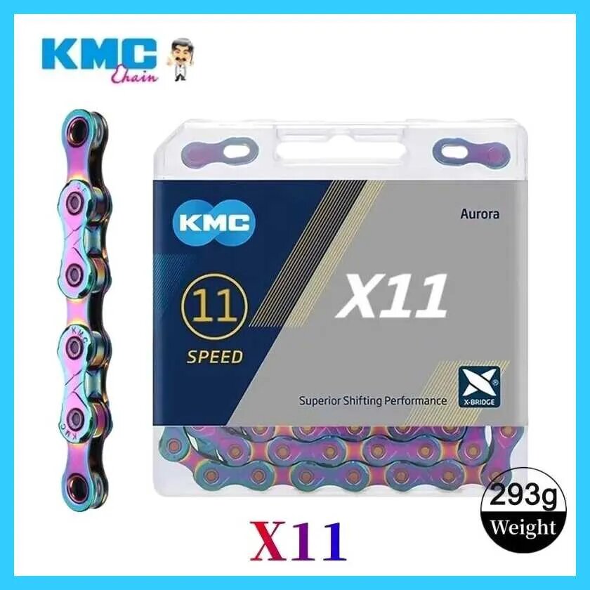 KMC X11 118L Цветная велосипедная цепь с замком, коробка