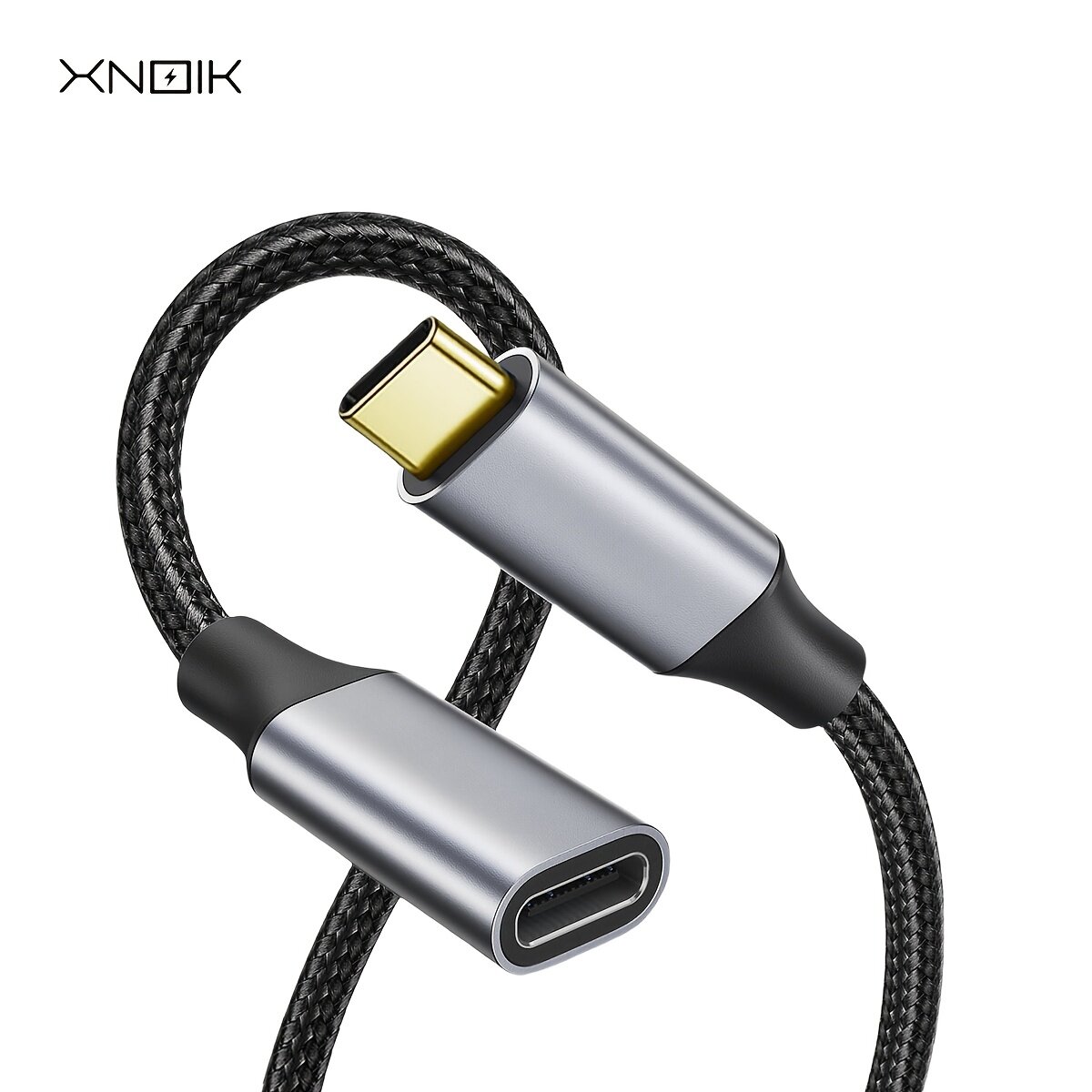 USB-C 3.2 удлинительный кабель 39.37 дюйма, 10 Гбит/с, 100 Вт, 4K@60 Гц, плоский тканевый дизайн, разъемы Male-Female