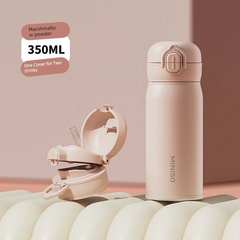 Термос Miniso из нержавеющей стали 316L, высококачественный дизайн, для студентов и детей, с двойной трубочкой для