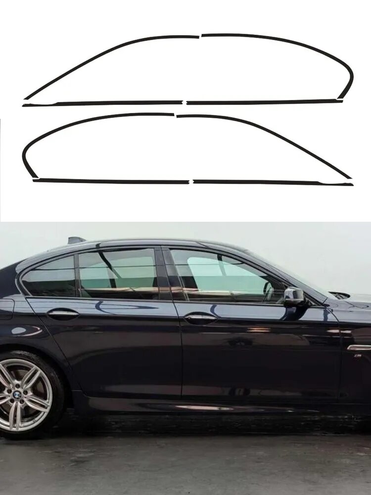 Виниловая накладка Chrome Delete для тонировки оконных молдингов BMW 5 Series F10 2011-2017 , глянцевая черная