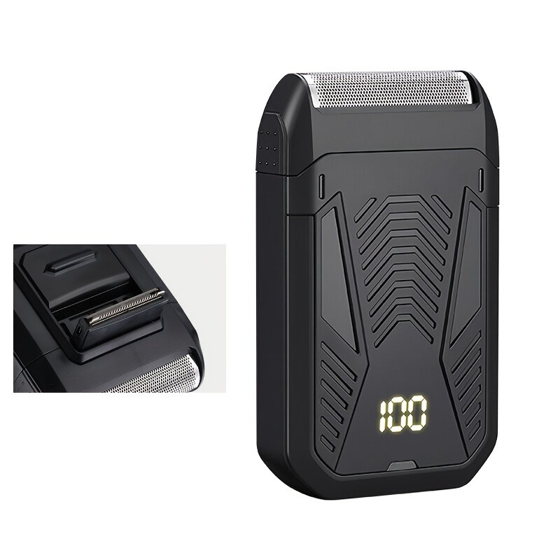 Мужская электрическая бритва с USB-зарядкой, беспроводная, аккумулятор большой ёмкости, 60+ минут работы, быстрая зарядка, для бритья лица и тела, подравнивания волос, чёрный
