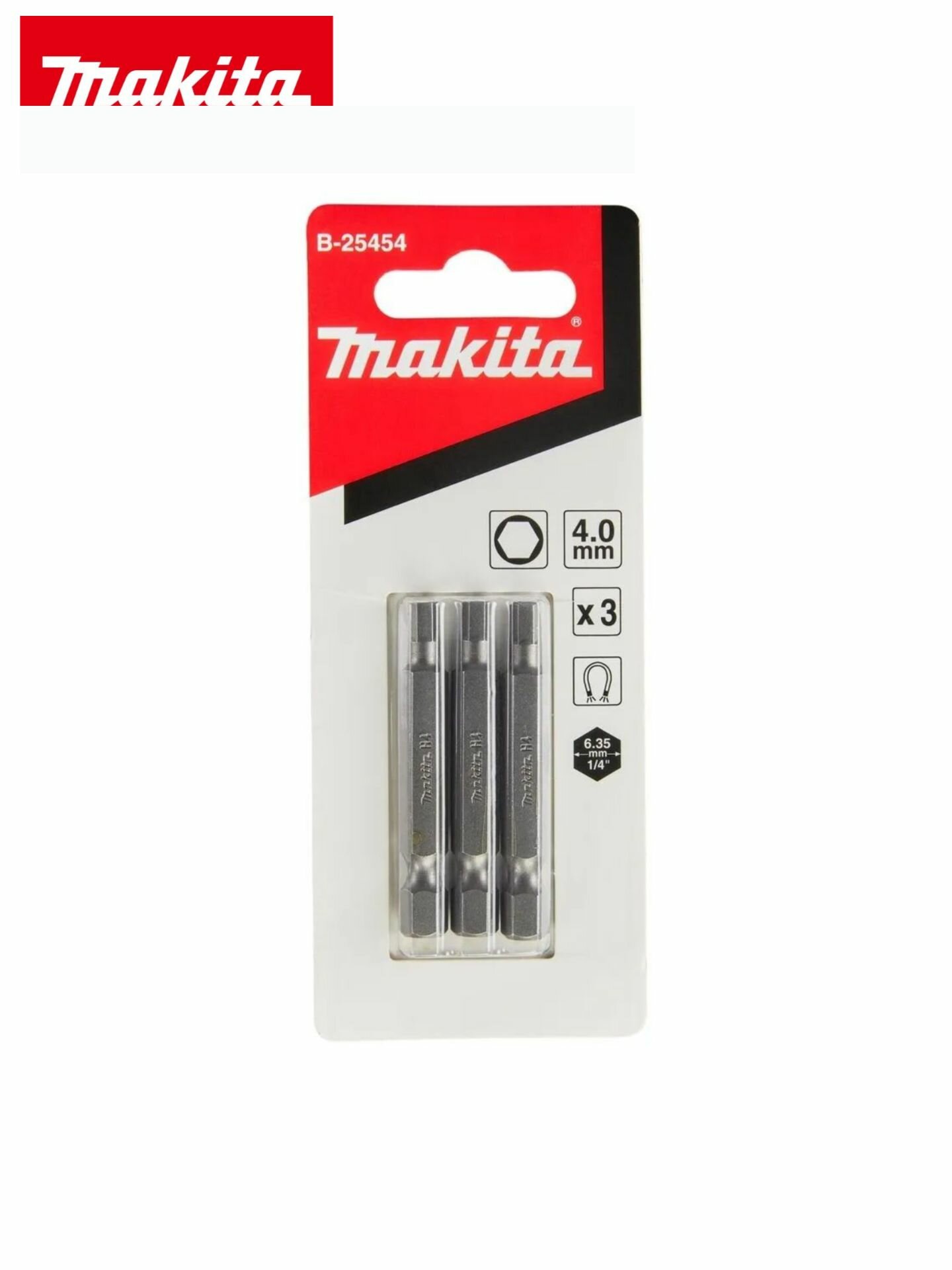 Бита Makita HEX4, 50 мм, E-form (MZ), 3 шт, В-25454