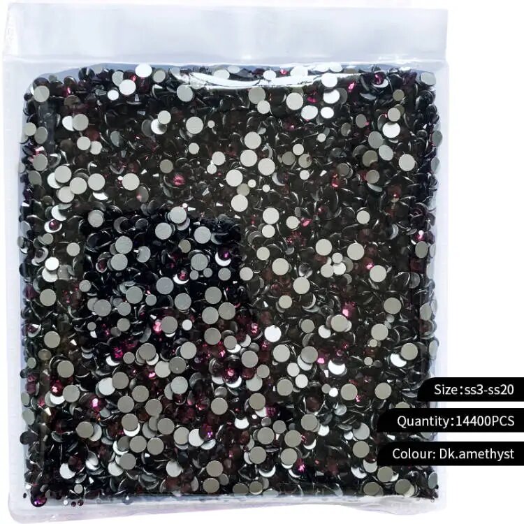Стразы ss3-ss20 Dk.amethyst, 14400 шт