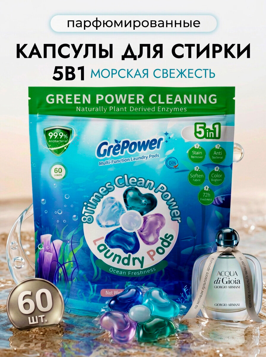 Капсулы для стирки белья с кондиционером, парфюмированные