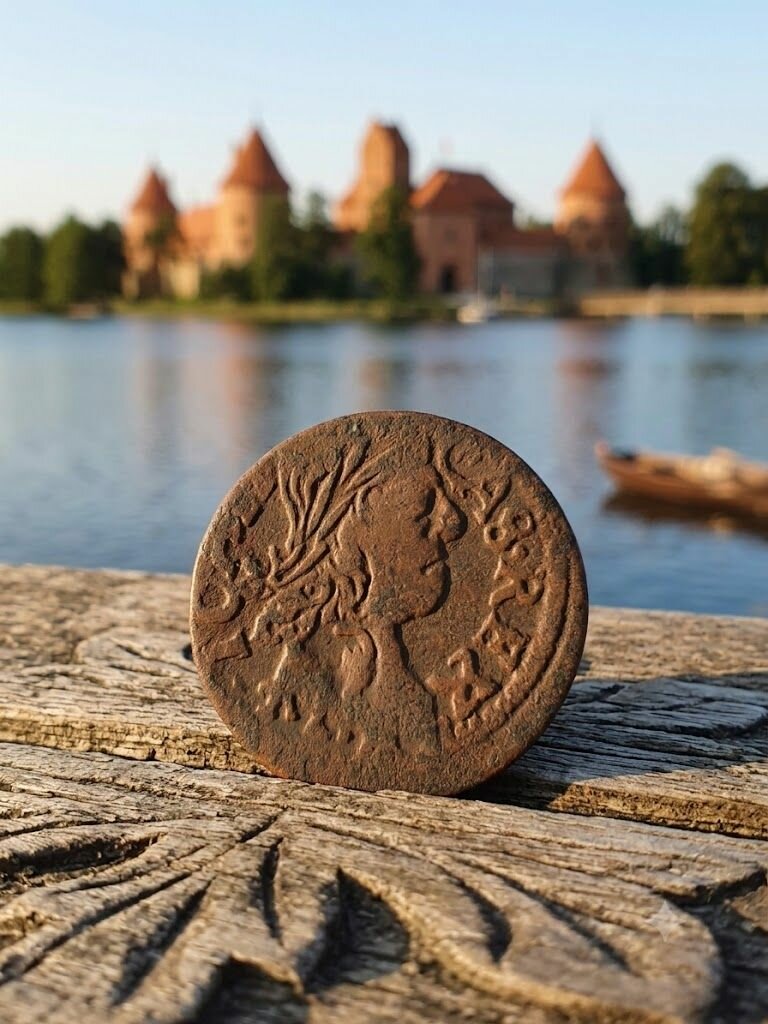 Подлинная монета 1 Солид (боратинка) 1663 г Речь Посполитая, Ян II Казимир