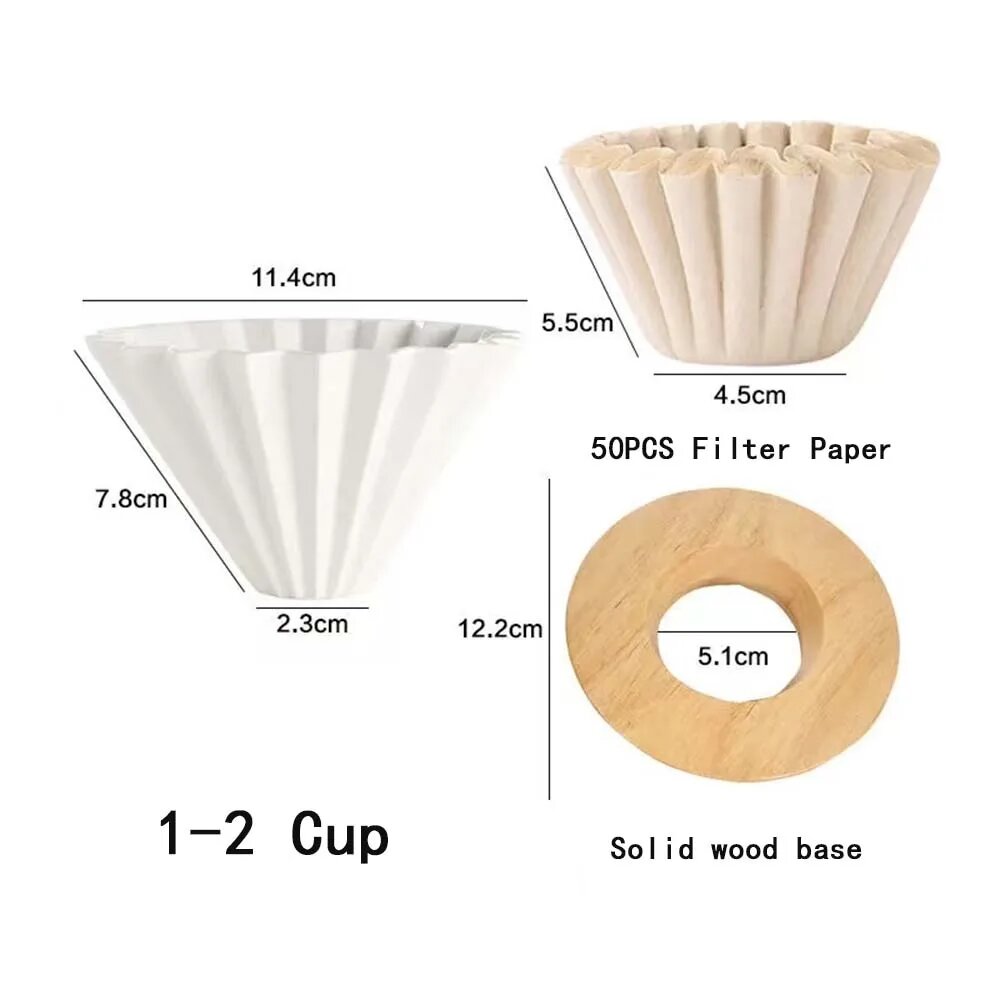 Керамические кофейные дрипперы для пуровера, набор из 3 штук, цветок white set 1-2cup