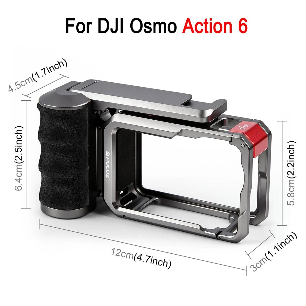 PULUZ Клетка для камеры DJI Osmo Action 5 Pro / Action 4 / Action 3 For Action 6