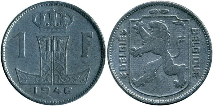 Бельгия 1 франк, 1946 BELGIE - BELGIQUE VF