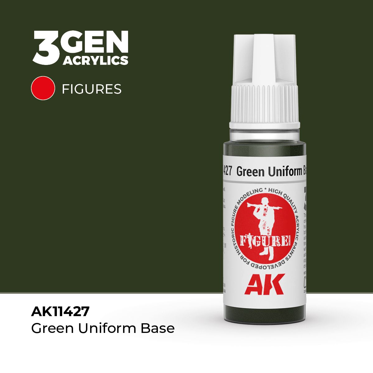 Акриловая краска AK Interactive Green Uniform Base 3GEN Figures, 18мл