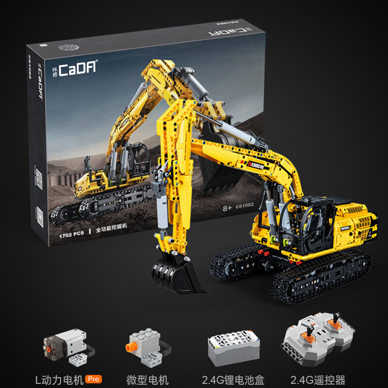 Экскаватор Double Eagle C61082 с дистанционным управлением, конструктор CADA, большой размер, для научно-образовательной группы, механическая игрушка
