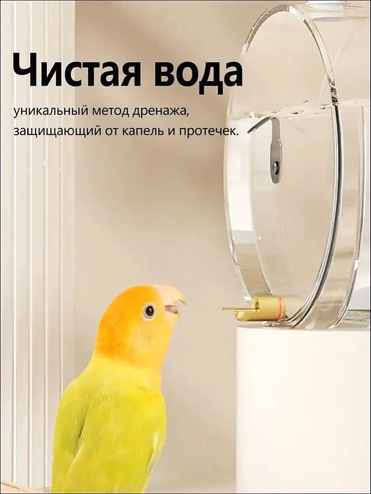 Поилка для попугаев в клетку, большая емкость и защита от капель и протечек делают питьевую воду для домашних животных более полезной