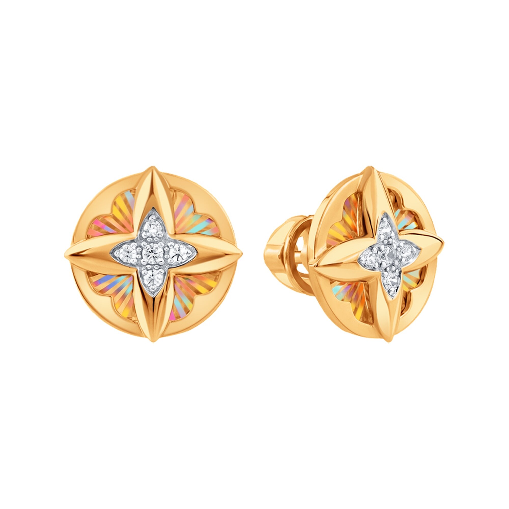 Серьги Diamant online, красное золото, 585 проба, фианит