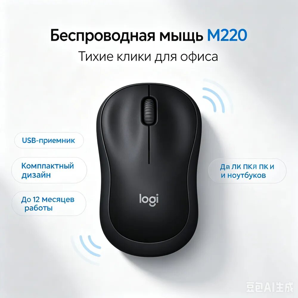 Мышь беспроводная Logitech M220, темно-серый