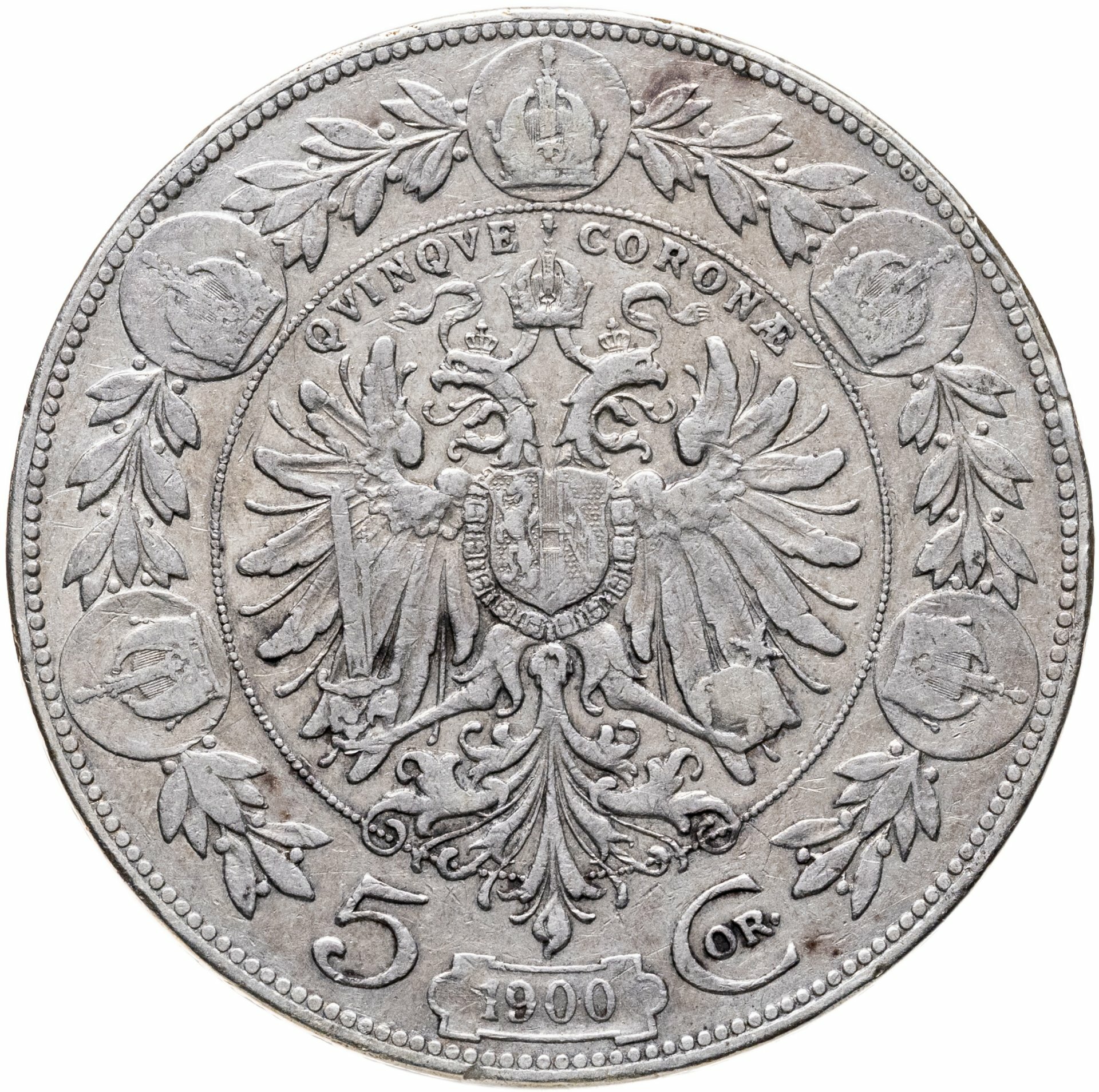 Австро-Венгрия 5 крон corona 1900 для Австрии, Серебро 900, в сохранности VF-XF