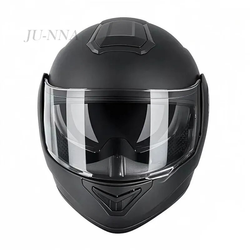 Мотошлем, черный матовый, белый, размер M, модуляр