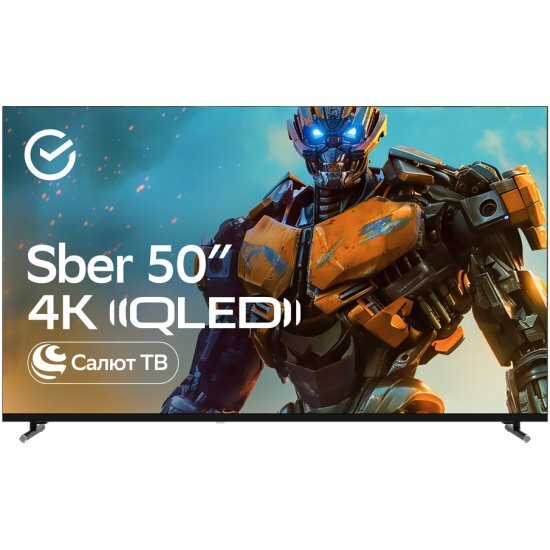 Умный телевизор Sber SDX-50UQ6032, QLED, 4K Ultra HD, Салют ТВ, титановый