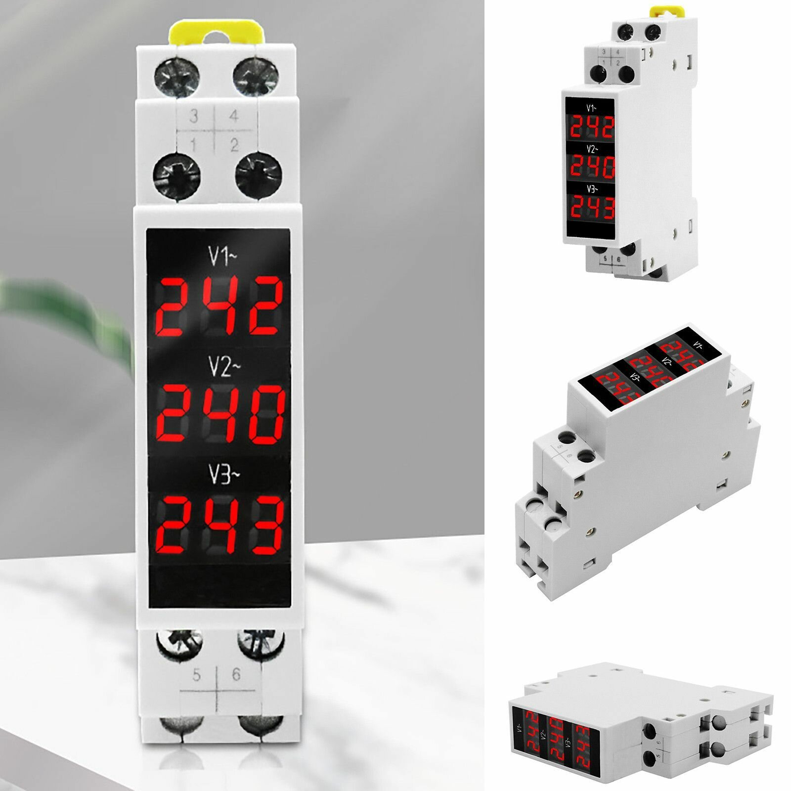 Трехфазный измеритель напряжения Вольт-тест-монитор с креплением на DIN-рейку AC80V-500V Светодиодный цифровой мини-модульный вольтметр-индикатор