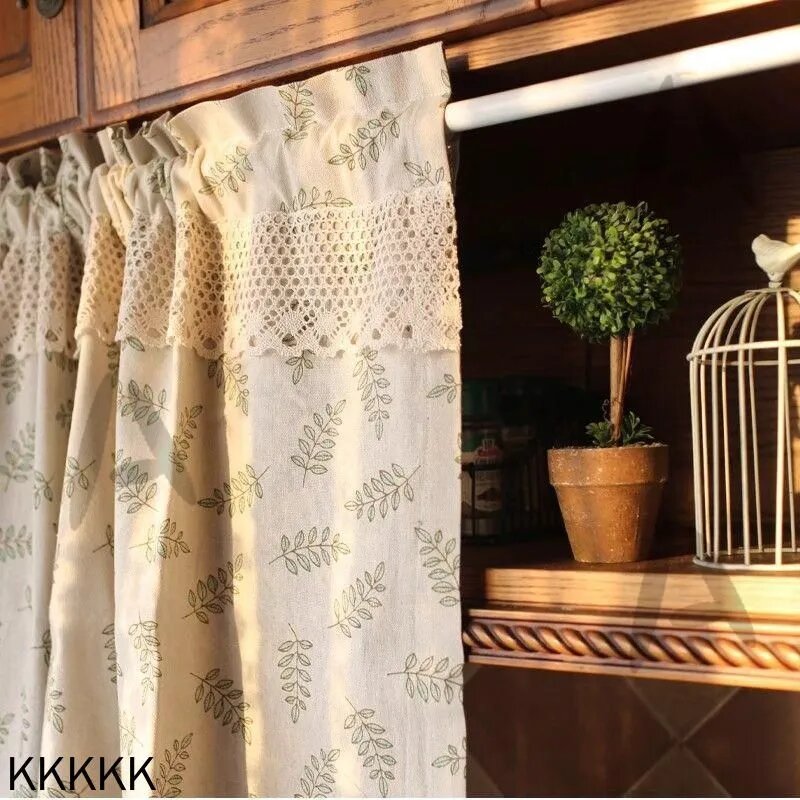 Штора для кухни 140х70 см бежевый, штора-кафе, короткая штора для кухни, 1 шт