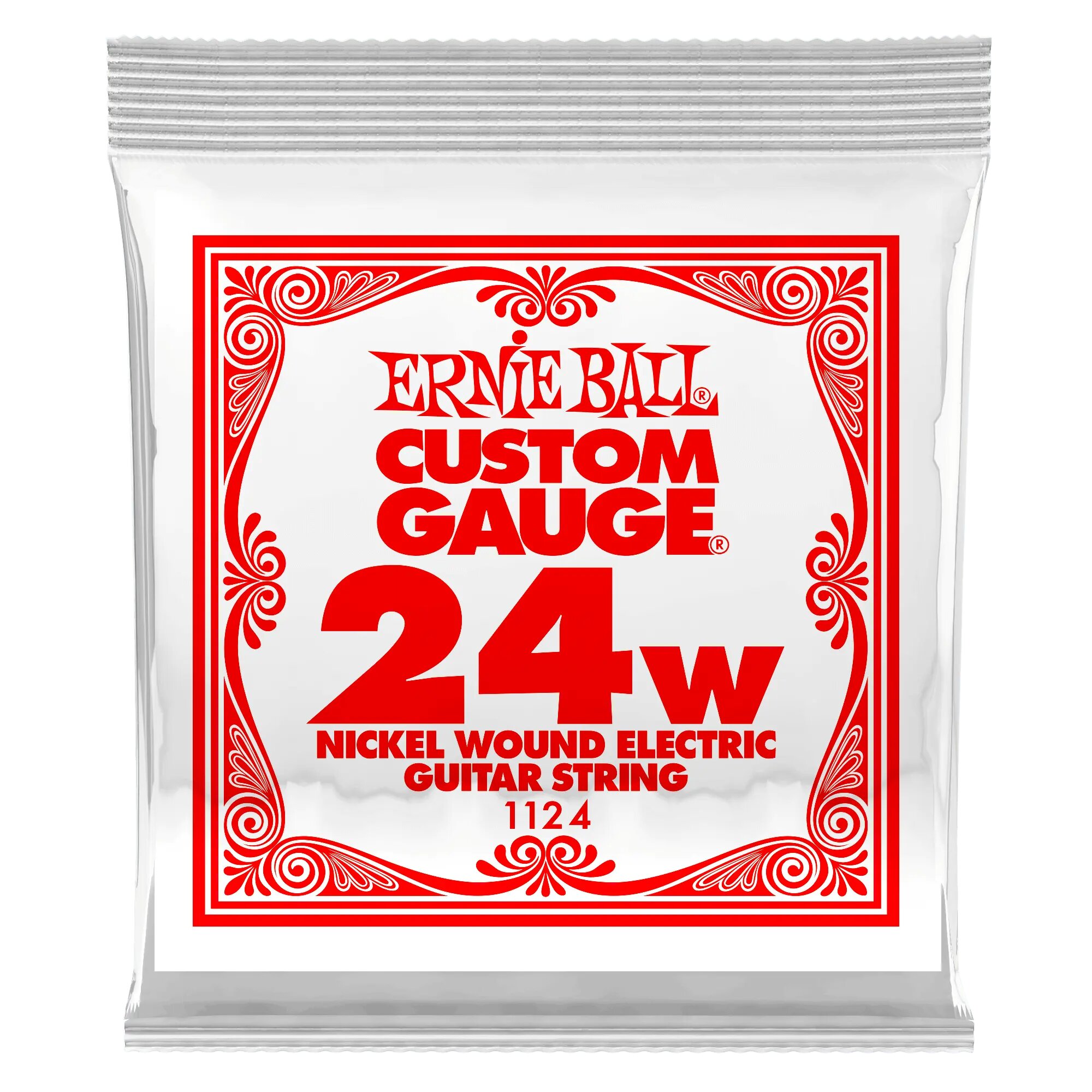 Струна для электрогитары Ernie Ball P01124 Custom gauge, сталь никелированная, калибр 24