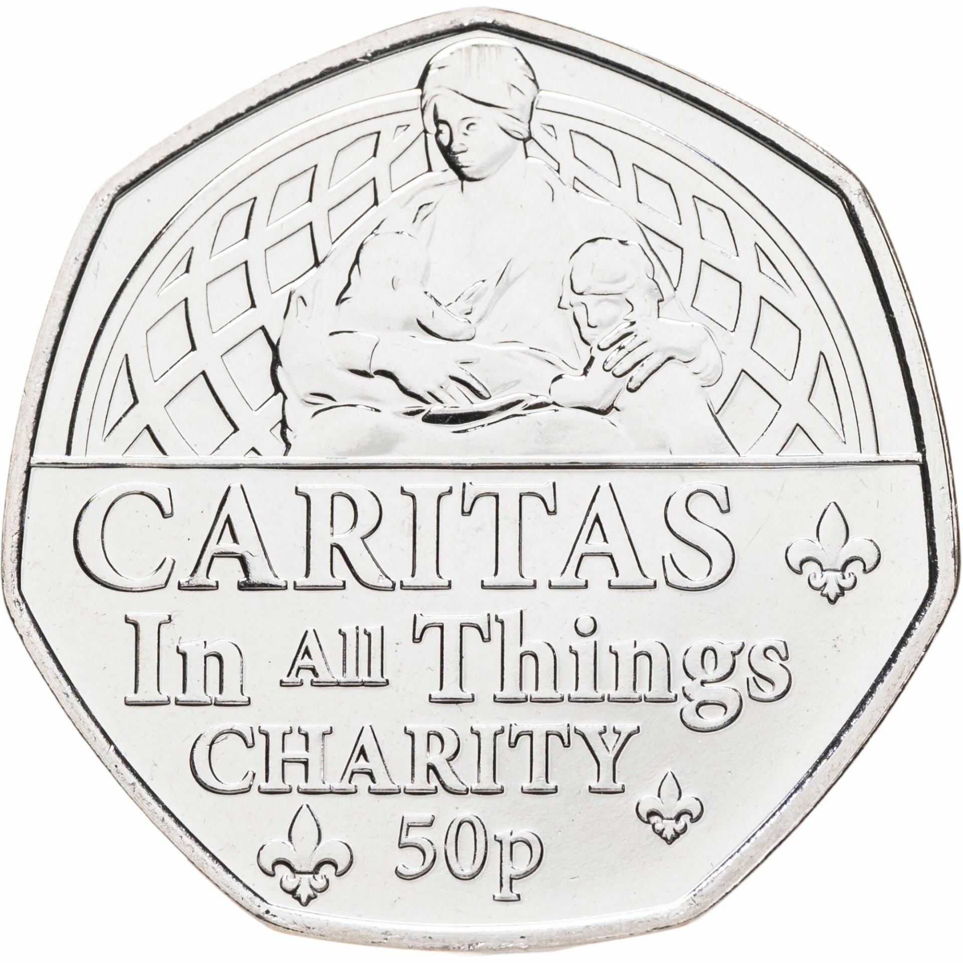 Джерси 50 пенсов pence 2022 "Добродетели Королевы - Милосердие", Мельхиор медь-никель, в сохранности BUNC