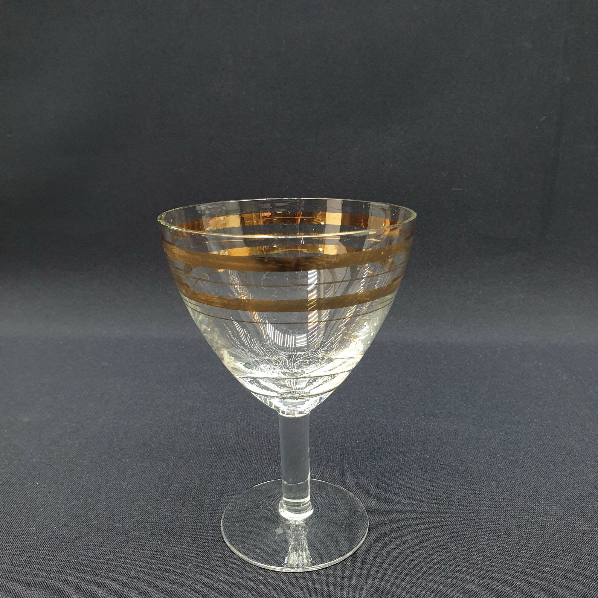 Бокал 15 см, стекло, позолота, 200 мл. Винтаж, СССР.