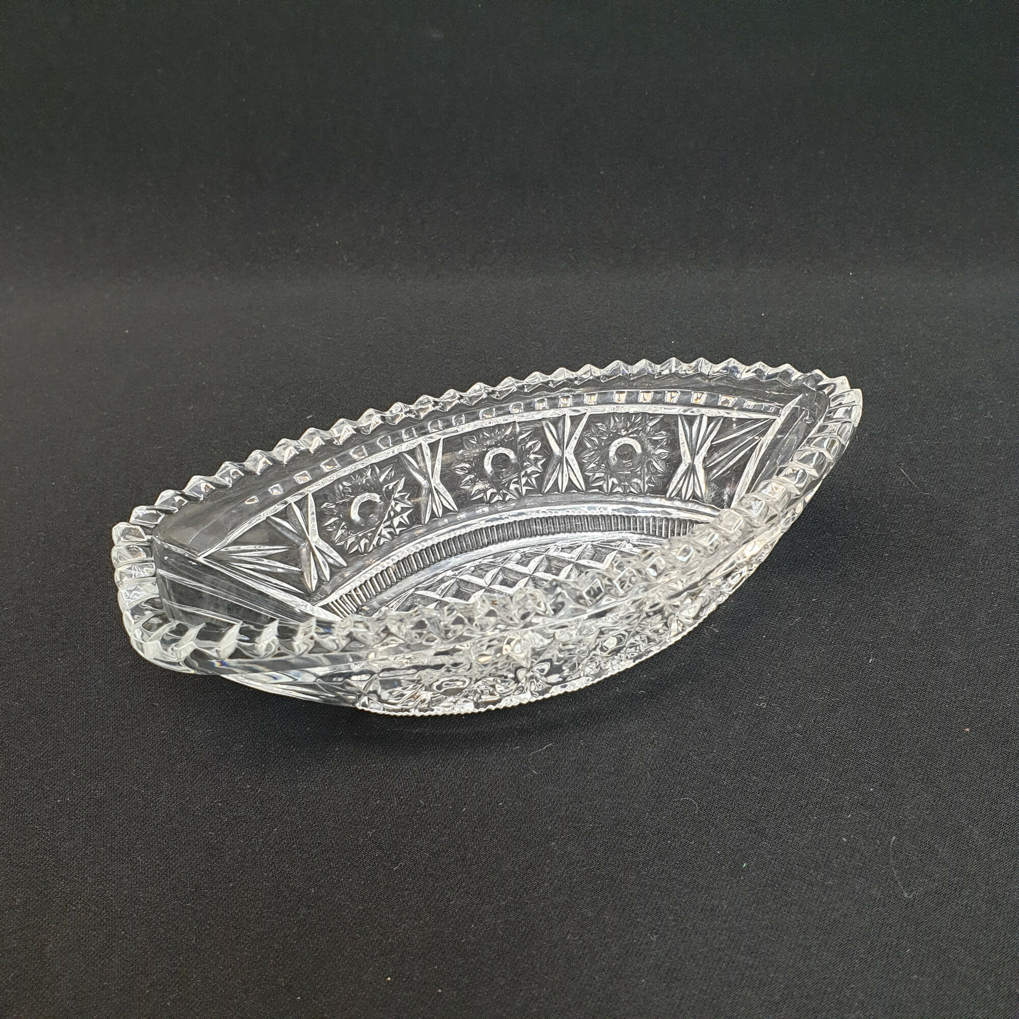 Винтажная конфетница ладья салатник 17х7 см 250 мл, хрусталь, СССР.