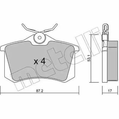 Колодки тормозные задние METELLI 22-0100-1 Audi, Audi Faw, Citroen, Citroen Df-Psa, Citroen Lcv, Ds, Fiat, Fiat Lcv, Ford, Lancia