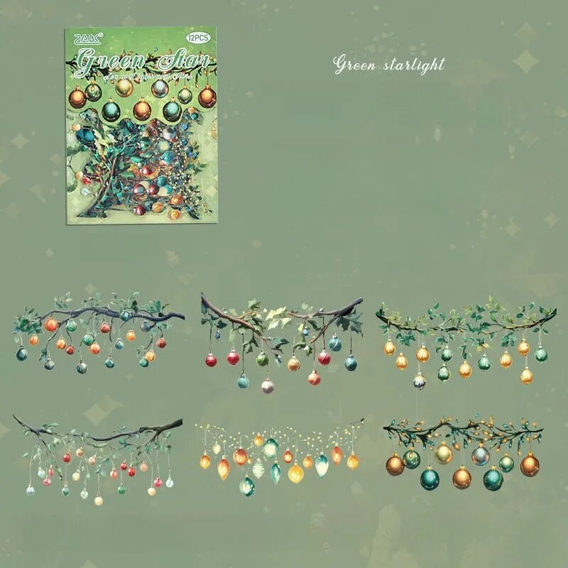 Набор наклеек, Mr. Paper, Водонепроницаемый ПЭТ, 12 листов / мешок, тема цветочного освещения, может украсить чехол для телефона, альбом для вырезок, блокнот