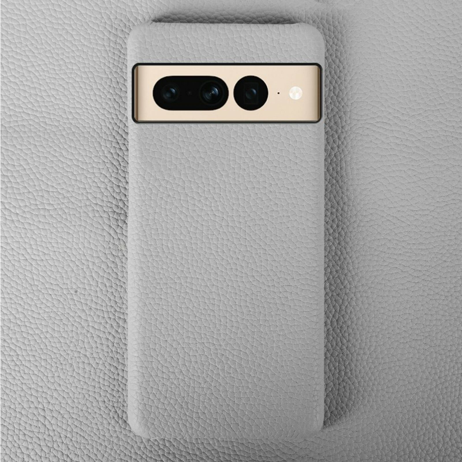 Чехол MyPads из натуральной кожи для Google Pixel 7 Pro светло-серый с противоскользящим покрытием