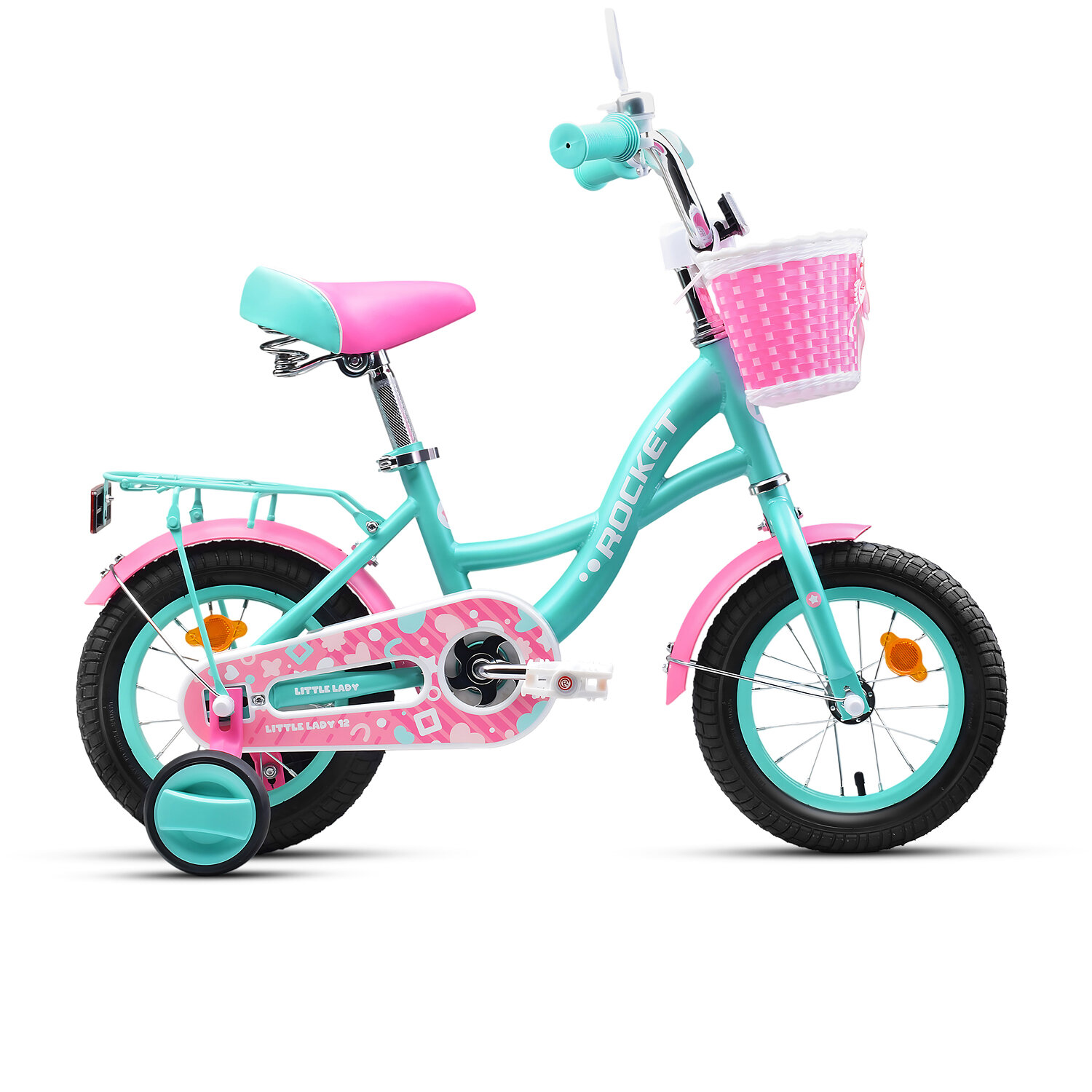 Велосипед 12" Rocket Little Lady, двухколесный для девочек 3-4 лет, на рост 100-115 см, цвет бирюзовый