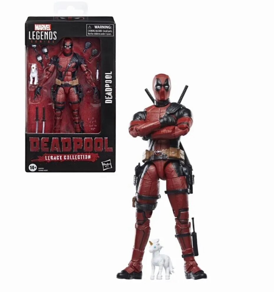 Hasbro Marvel Series Deadpool Legacy Collection Коллекционная фигурка Дэдпул 15 см + 10 аксессуаров, единорог Уэйда и фирменные катаны G0970/0968