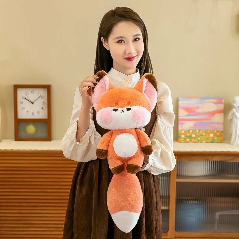 Мягкая игрушка Лисичка лиса с хвостом 35 см, Плюшевая лиса / игрушка-обнимашка