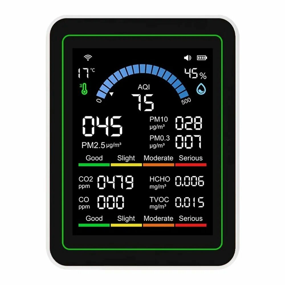Умный Wi-Fi-детектор качества воздуха: CO , PM2.5, HCHO, темп, влажность